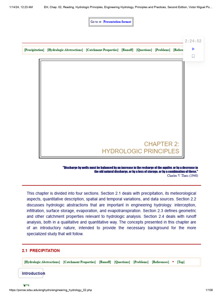 Chapter 2 Precipitation, Evap, Runoff | PDF | Precipitation | Water Vapor