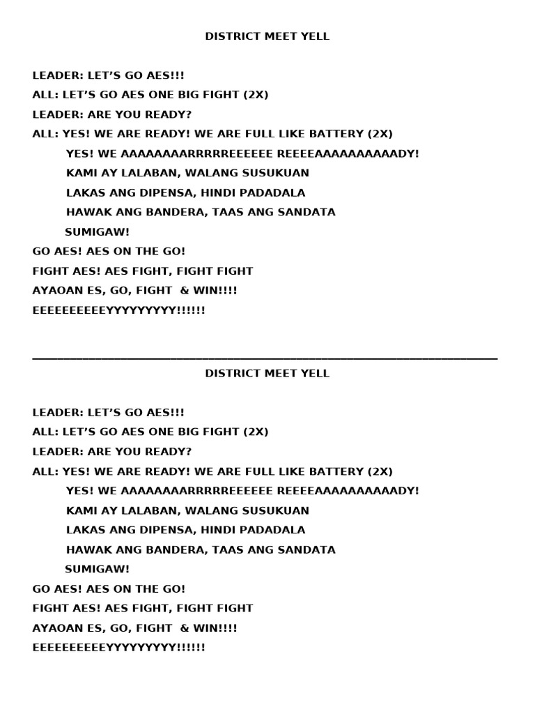 DISTRICT MEET YELL | PDF