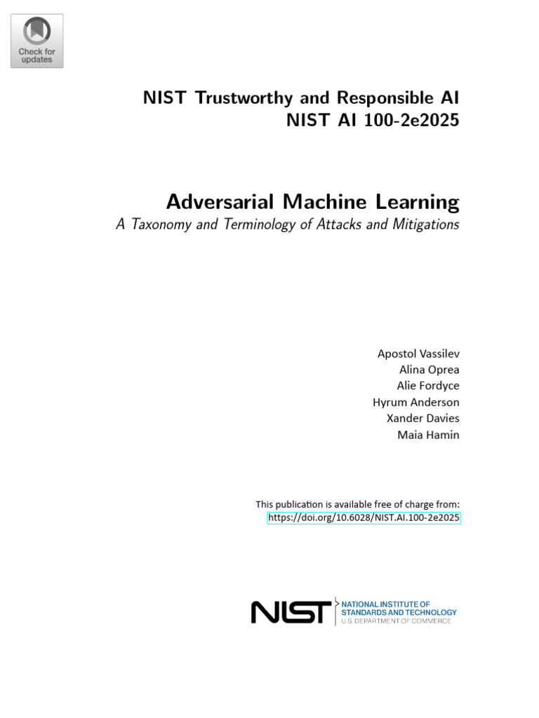 NIST AI Attacks Adversarial AI NIST.ai.100-2e2025 | PDF | Machine ...