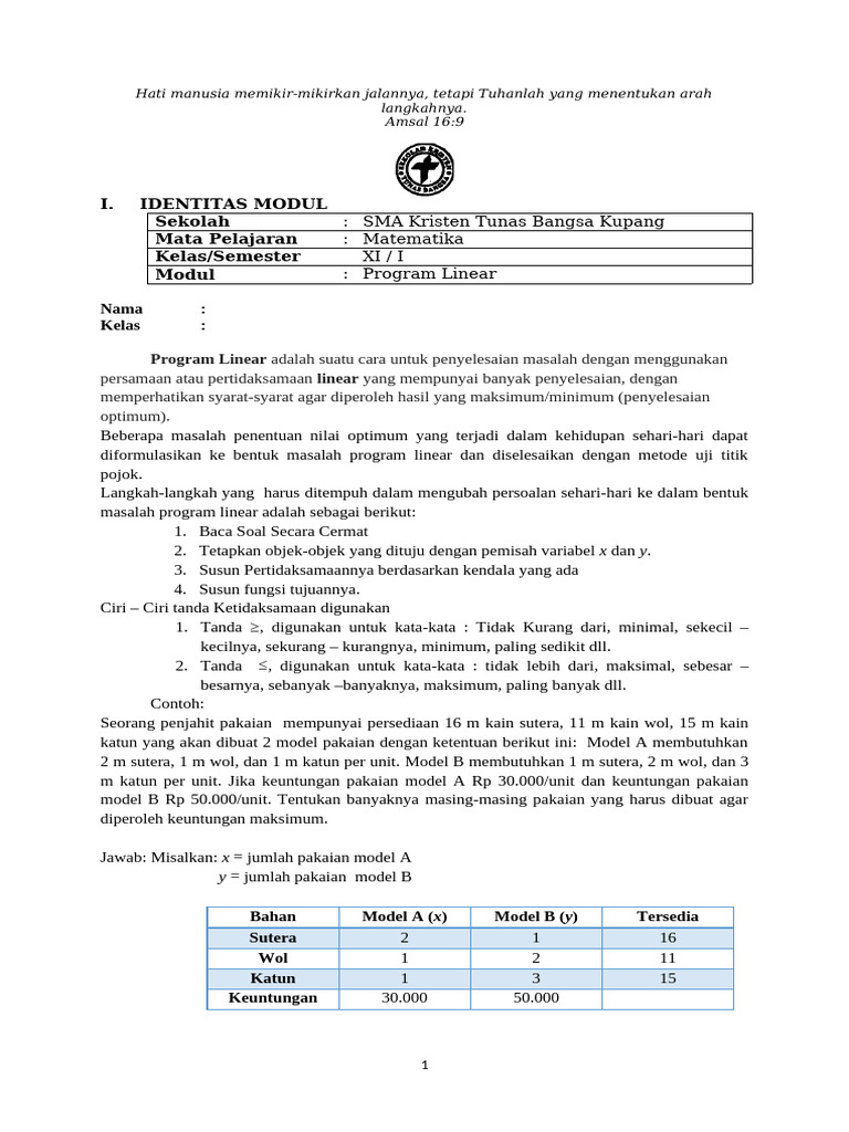 Modul Program Linear FIX - 125313 | PDF