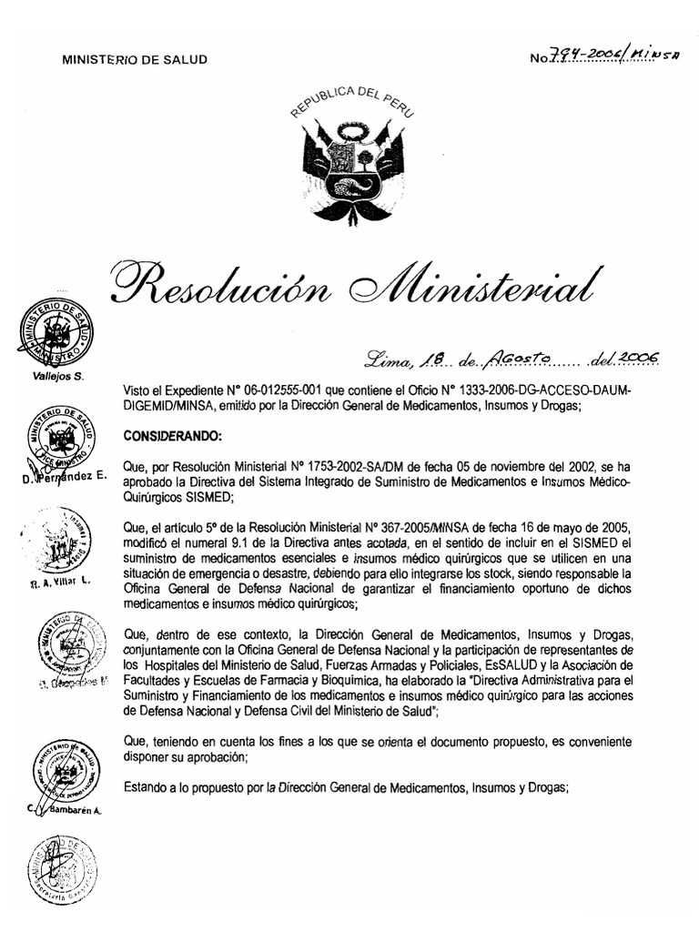 Rm-794-2006-Minsa | PDF