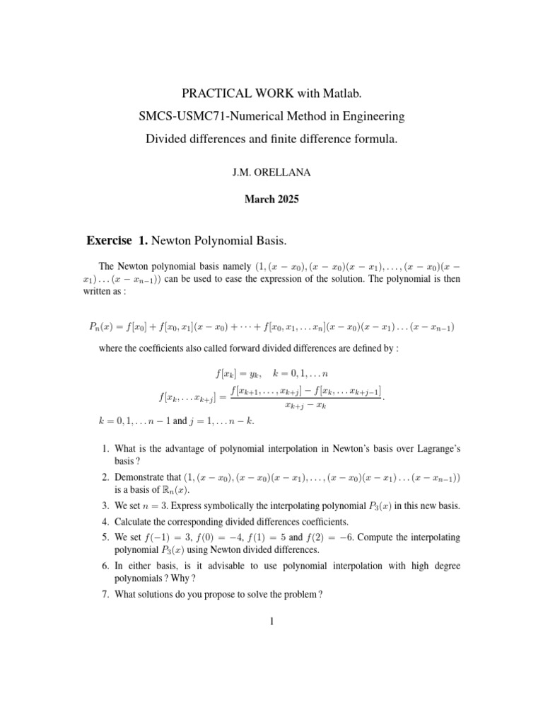 Divided Difference Practical Work | PDF | Polynomial | Derivative