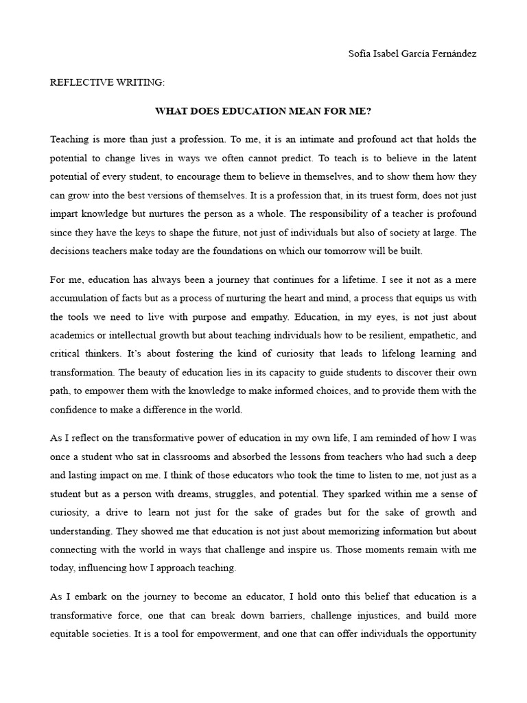Reflective Writing Sofía Isabel | PDF | Vocabulary | Critical Thinking