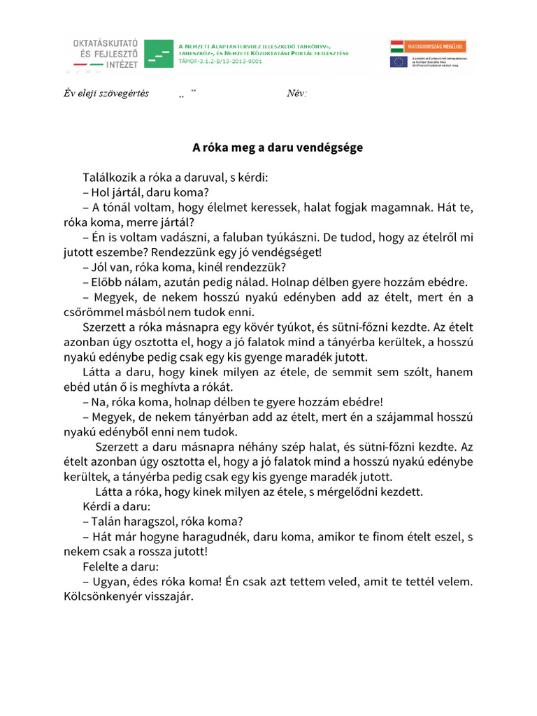 2.o. a Róka És a Daru | PDF