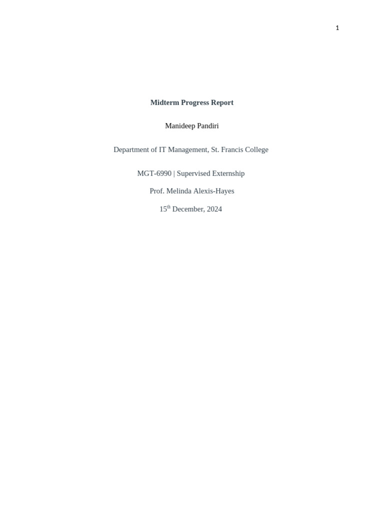 Midterm Progress Report - Manideep Pandiri | PDF | Business