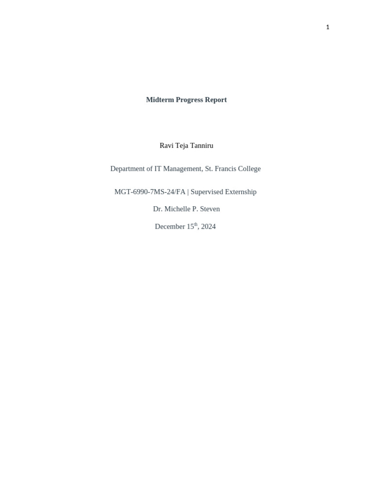 Midterm Progress Report - Ravi Teja | PDF | Taxes | Strategic Planning