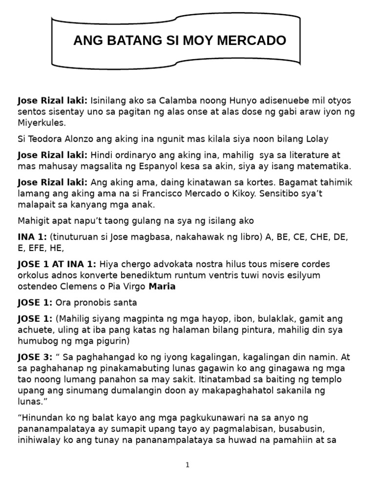 Jose Rizal Script Play | PDF