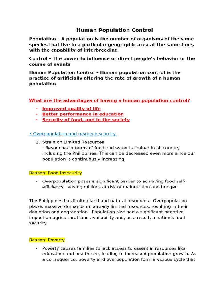 Human Population Control | PDF | Human Overpopulation | Economic Growth
