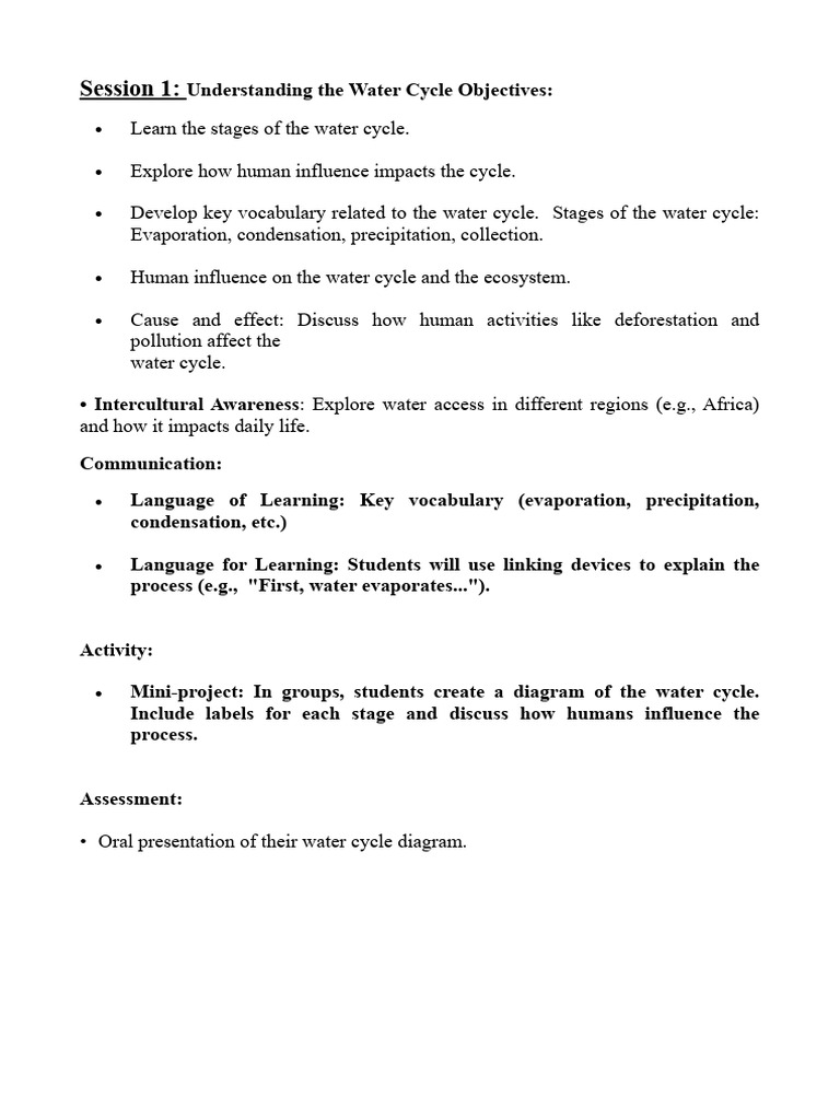 THE WATER CYCLE LESSON PLAN | PDF | Water | Water Cycle