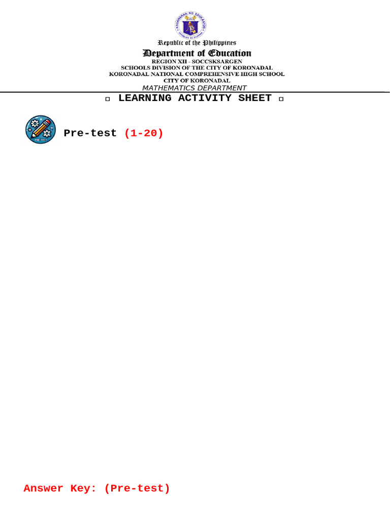 Learning Activity Sheet 1 | PDF