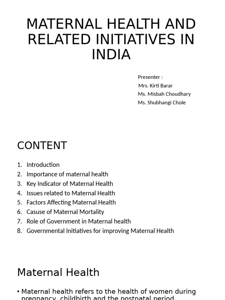 Maternal Health and Related Initiatives in India | PDF | Maternal ...