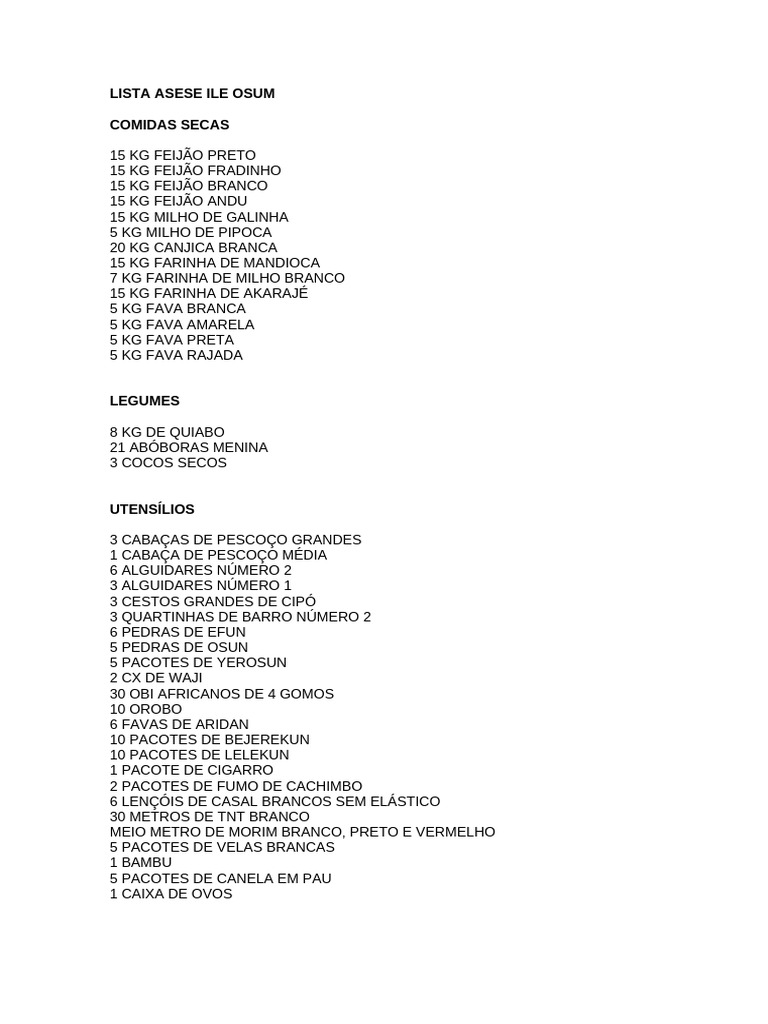 Lista Asese Ile Osum | PDF