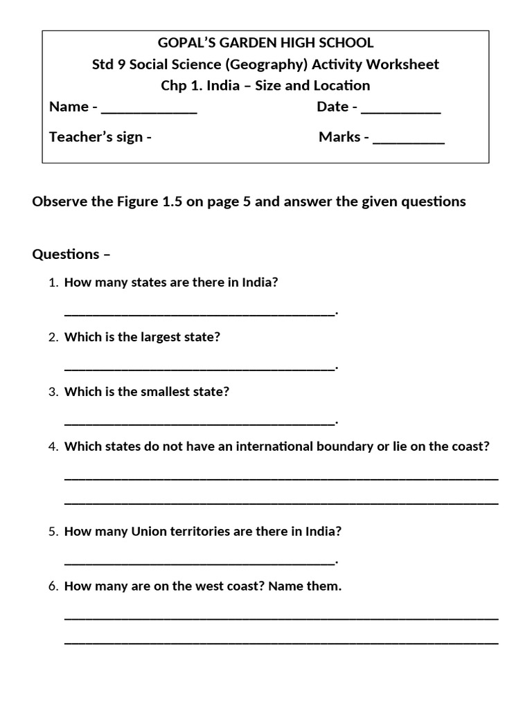 CHP 1 Location and Extent Activity Worksheet | PDF | Geography ...