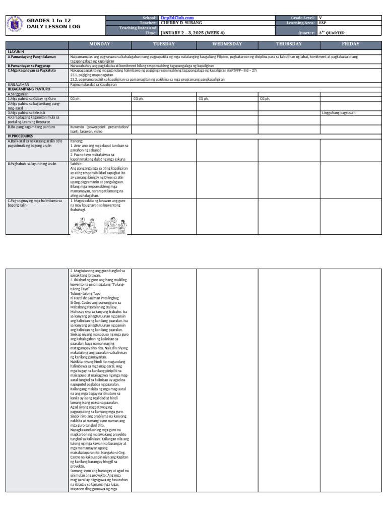 DLL - Esp 5 - Q3 - W4 | PDF
