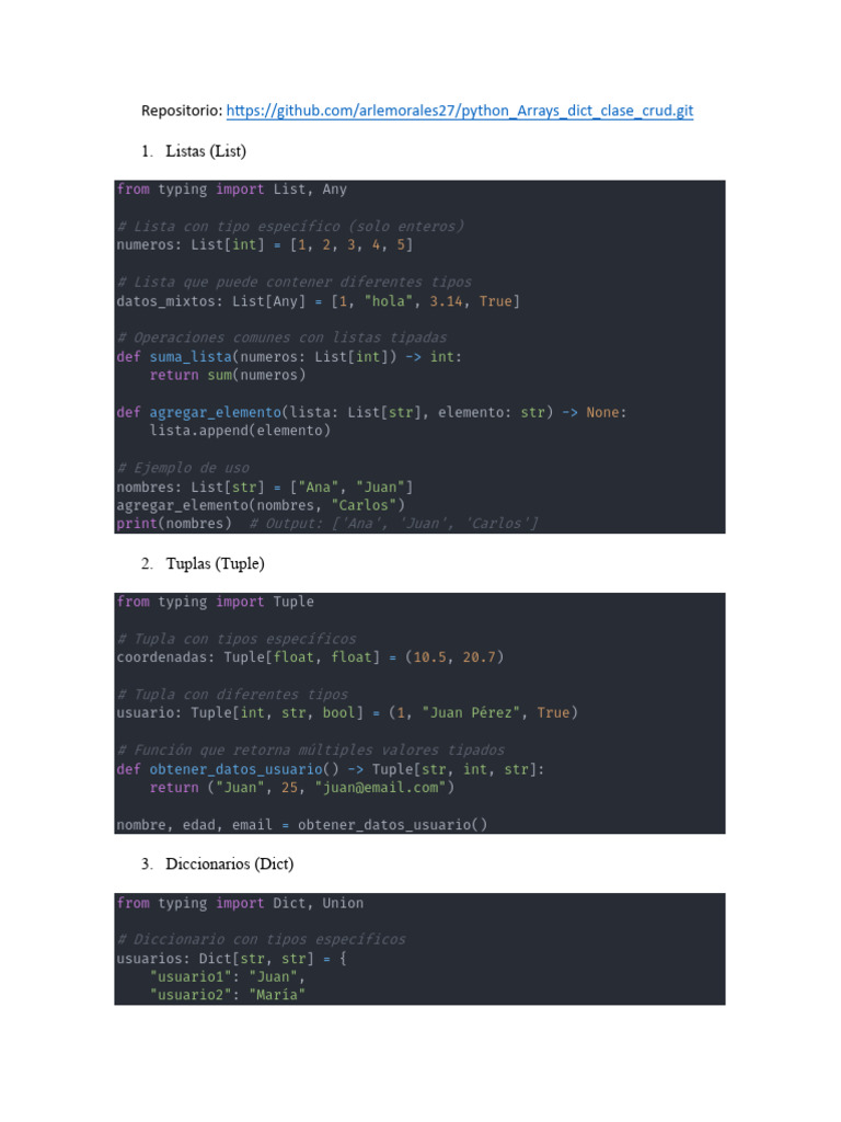 Material de Apoyo Python - Listas-Dic-Conjuntos | PDF | Python (lenguaje de programación ...