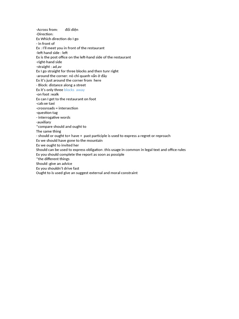 English Direction and Advice Phrases | PDF