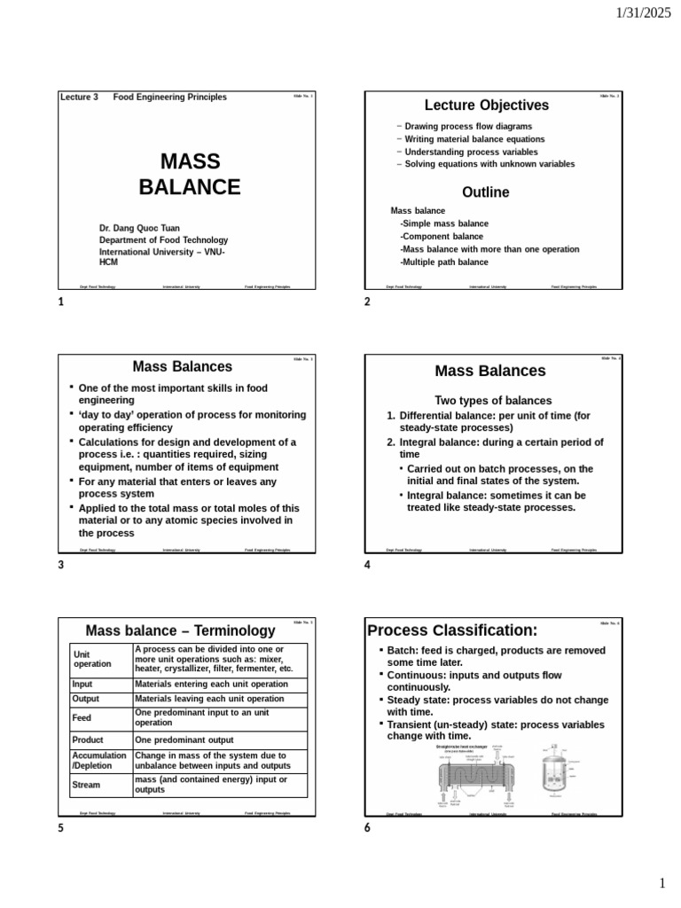 FE Lec3 Mass Balance-1 | PDF | Acetic Acid | Chemistry