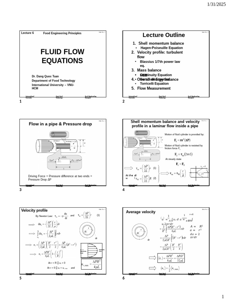 FE Lec6 Fluid - Flow.equations-1 | PDF | Fluid Dynamics | Reynolds Number