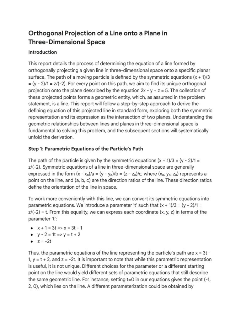 Orthogonal Projection of Line onto Plane | PDF | Line (Geometry ...