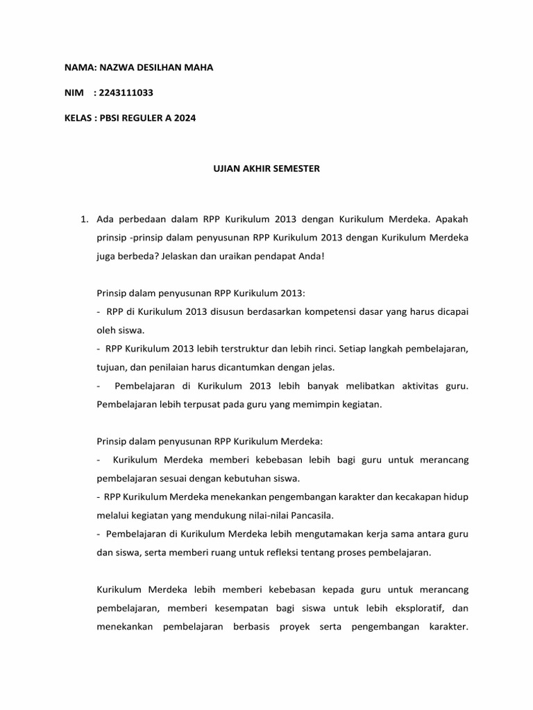 Uas Perencanaan Nazwa Maha | PDF