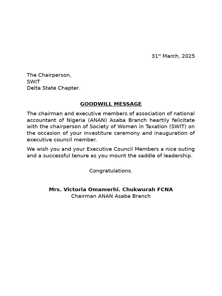 Goodwill Message | PDF