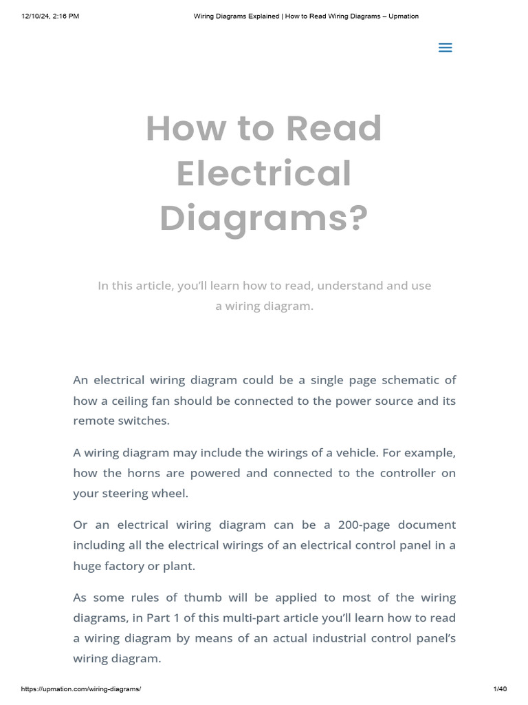 Wiring Diagrams Explained - How To Read Wiring Diagrams - Upmation | PDF | Relay | Wire