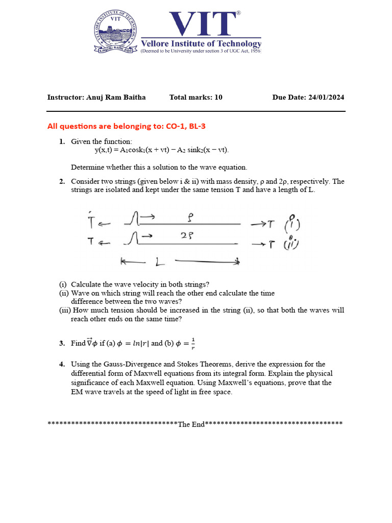 Engineering Physics QP 1 | PDF