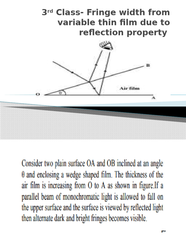 3rd Class - Fringe Width From Variable Thin Film Due To Reflection | PDF