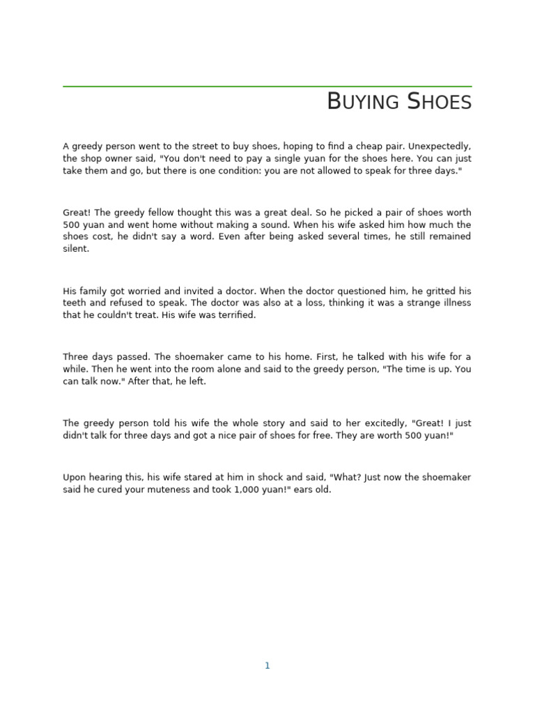 Buying Shoes | PDF