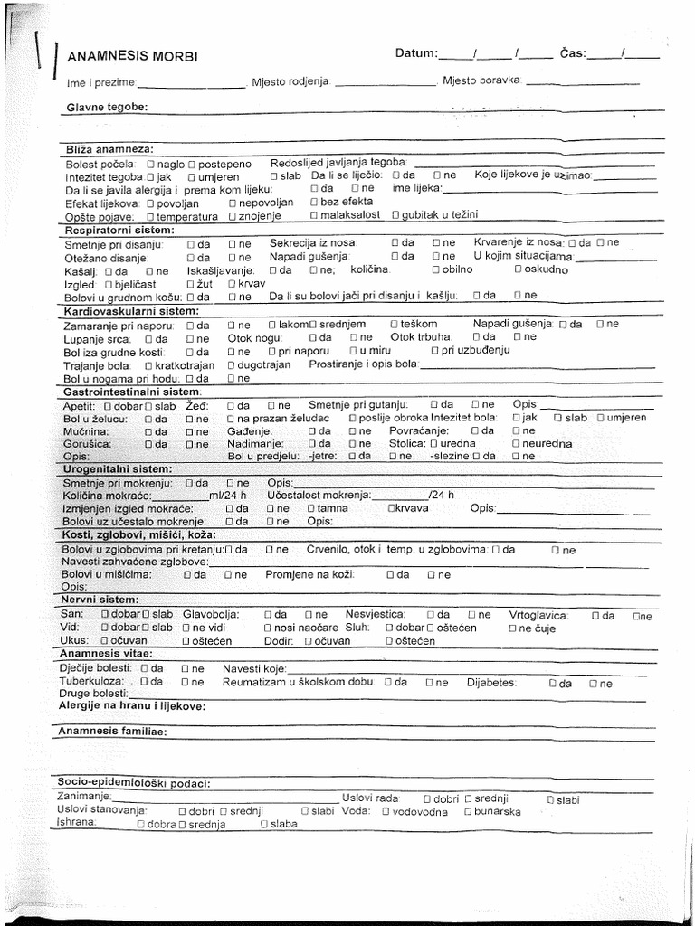 Anamneza Uopsteno | PDF