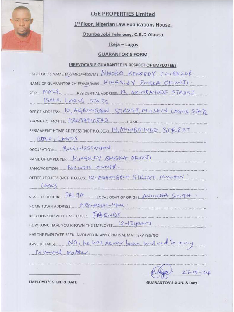 Guarantor Form | PDF