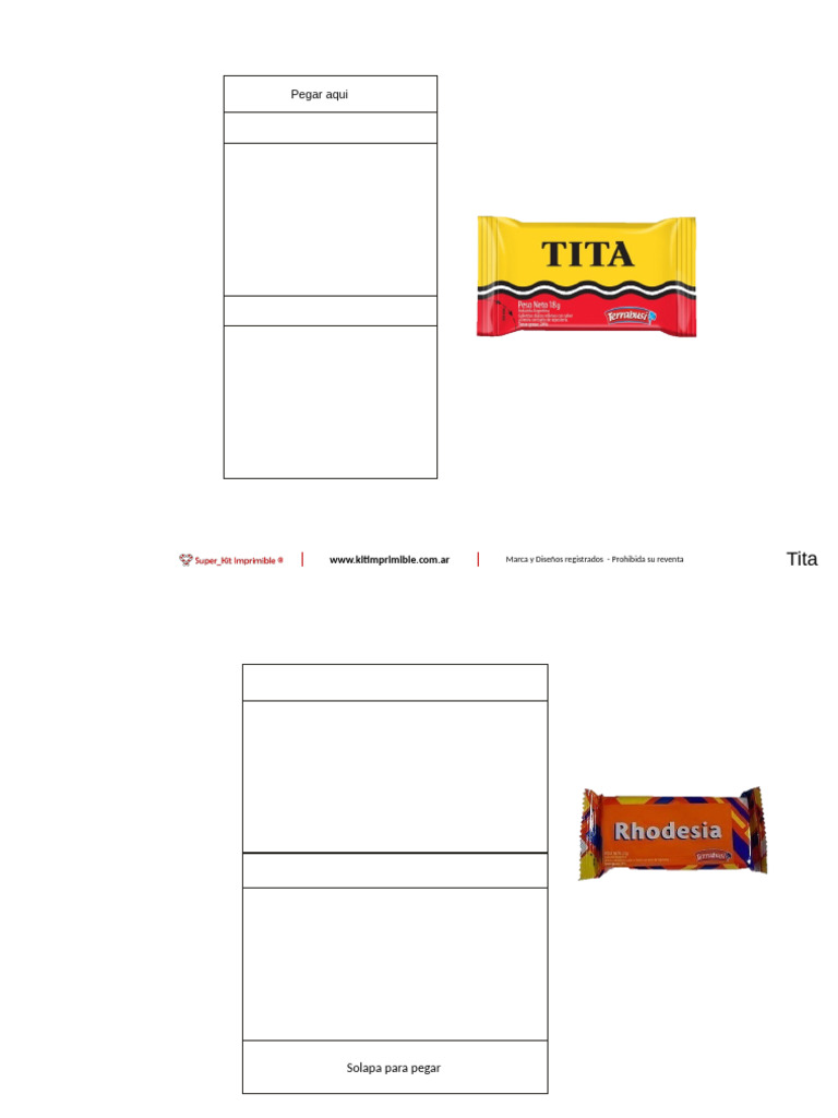 PLantillas para Candy Bar | PDF