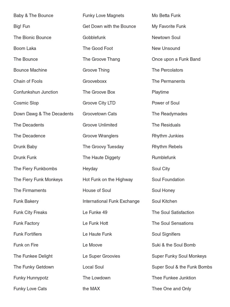 SKPKLZ Band Names (8-6) | PDF