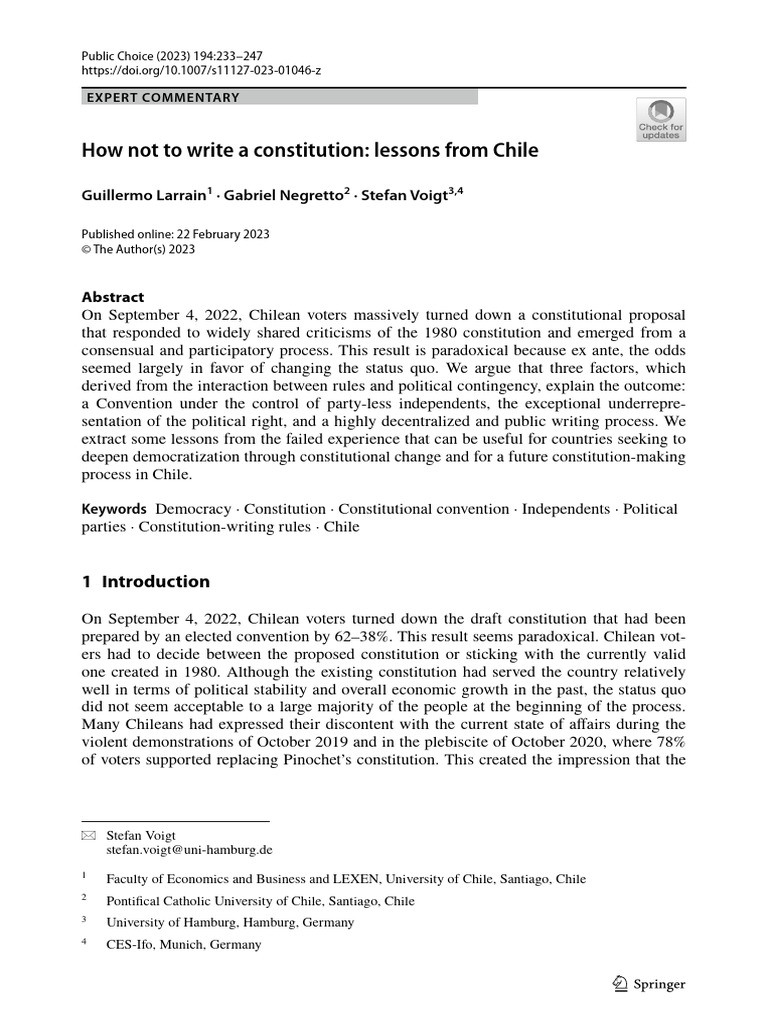 Larrain, Negretto & Voigt - How Not To Write A Constitution | PDF ...
