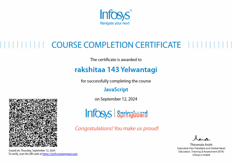 JavaScript Course Completion Certificate | PDF