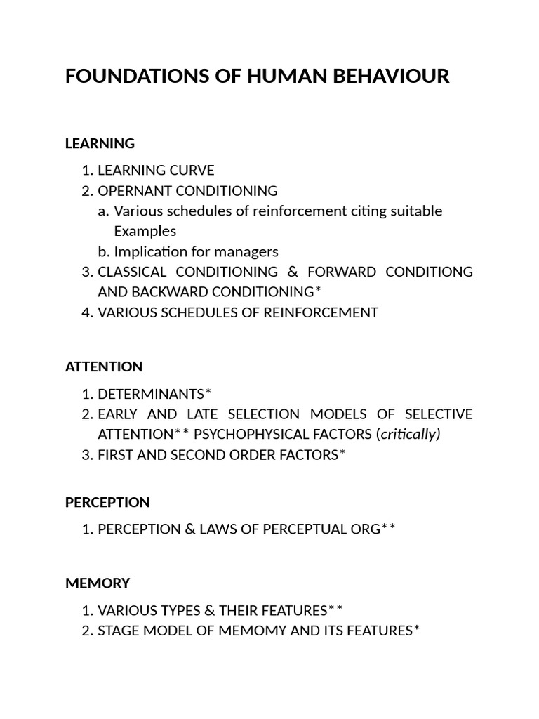 Foundations of Human Behaviour | PDF