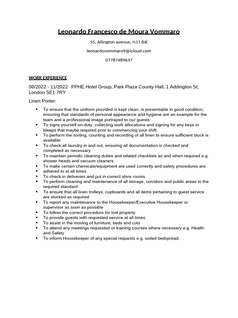 CV - Leonardo Vommaro | PDF