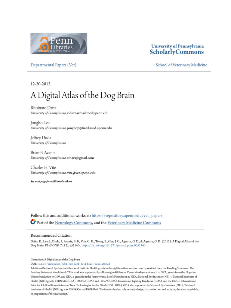 A Digital Atlas of The Dog Brain | PDF | Cerebral Cortex | Brain