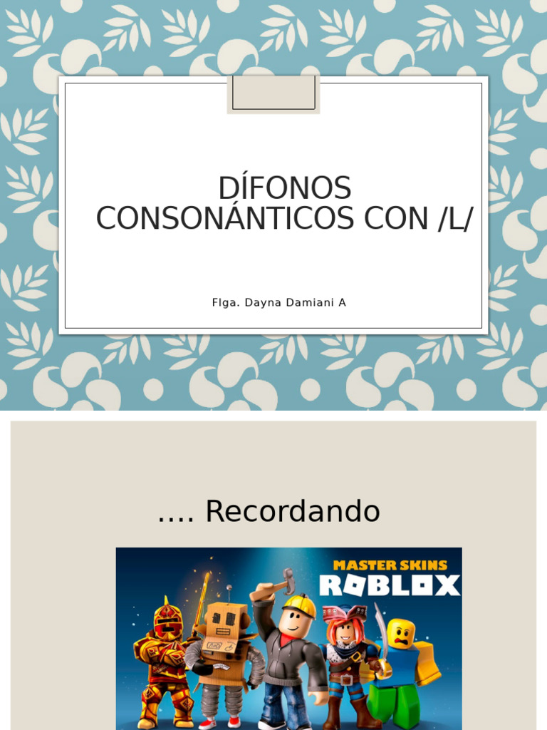 Sesión 1 Dífono Consonántico Con L | PDF