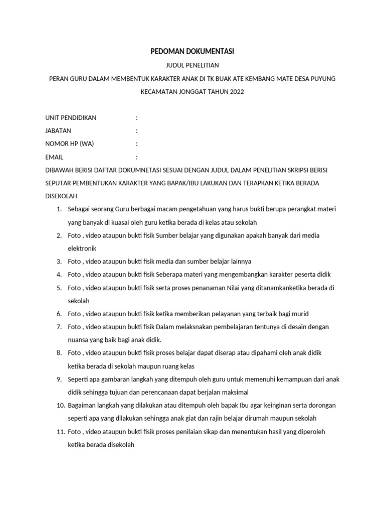 PEDOMAN DOKUMENTASI | PDF