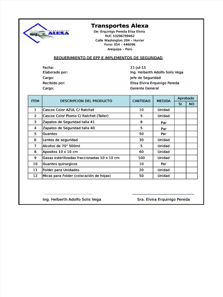 PDF Formato de Requerimiento de Epp Compress | PDF