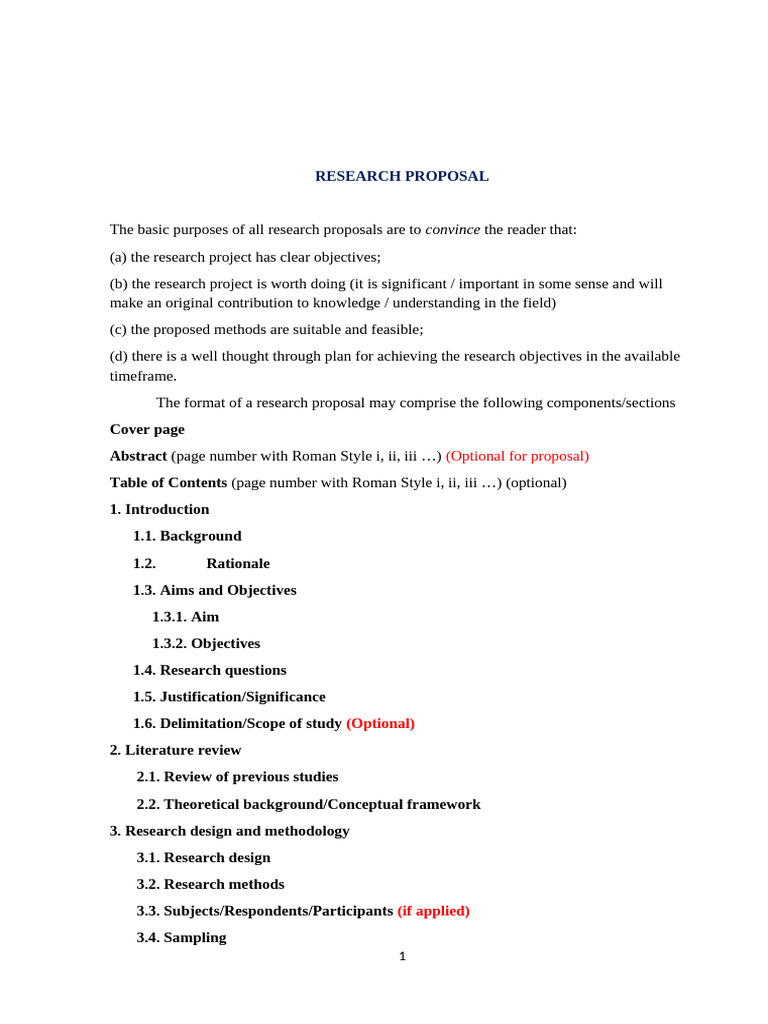 Guideline For Research Proposal | PDF | Methodology | Sampling (Statistics)