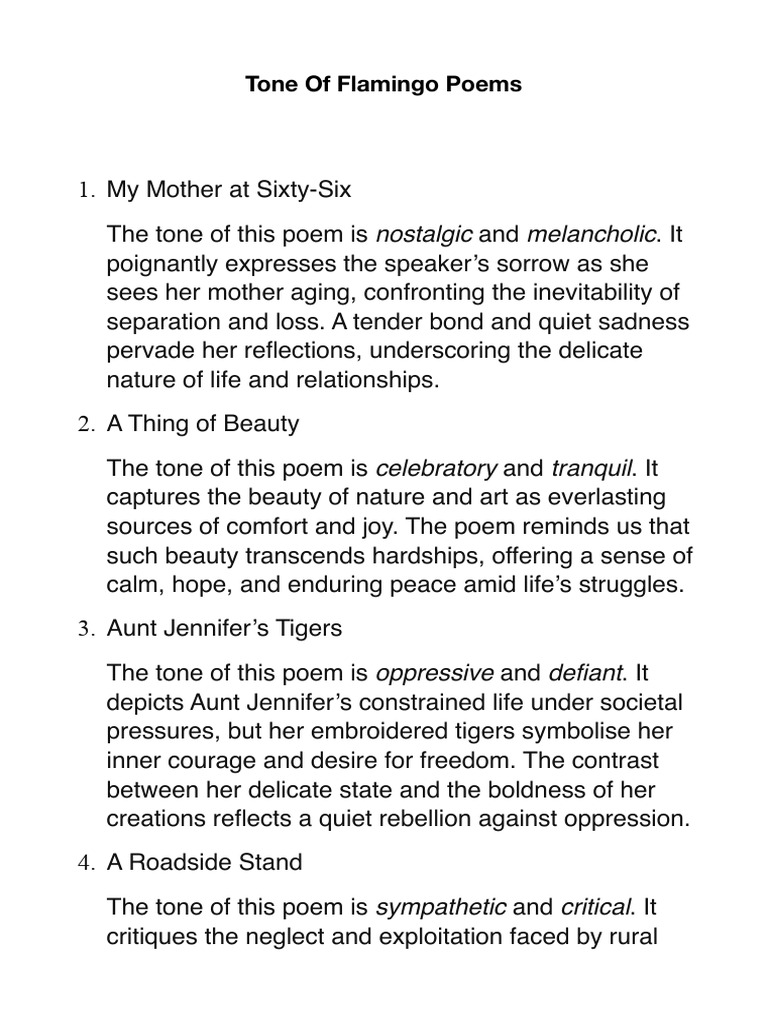 Flamingo Poem Tone | PDF