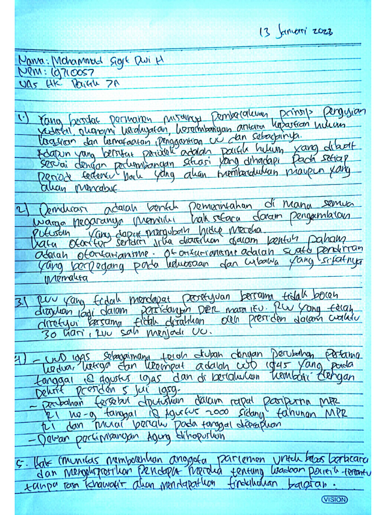 Mohammad Sigit Dwi Hutomo 19710057 UAS Hukum Dan Politik 7A | PDF