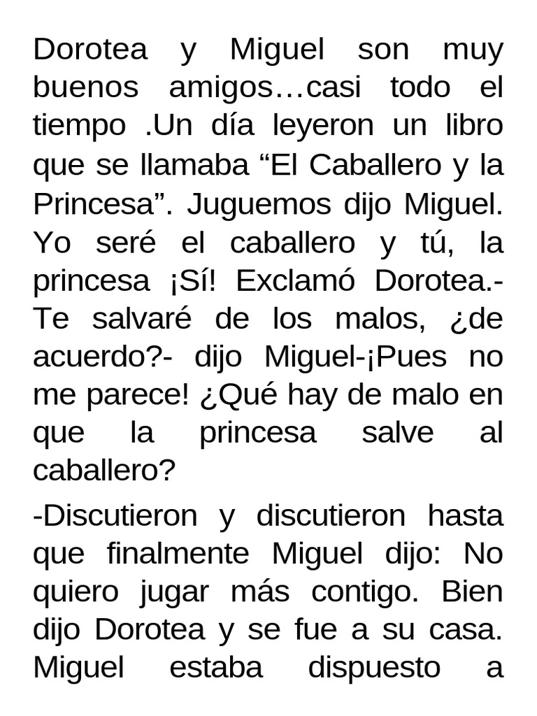 Miguel y Dorotea: Aventura de Amistad | PDF