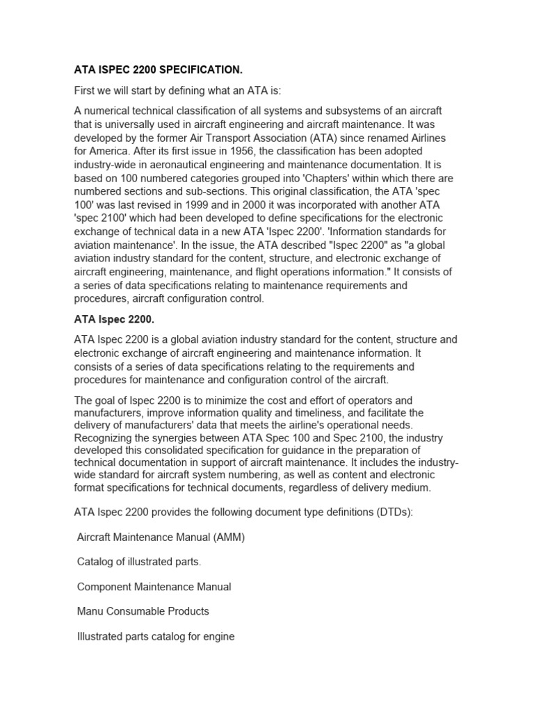 Ata Ispec 2200 Specification | PDF | Transport | Aviation