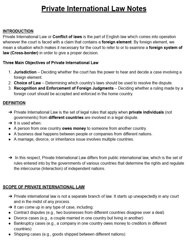 Private International Law Overview | PDF | International Law | Domicile ...