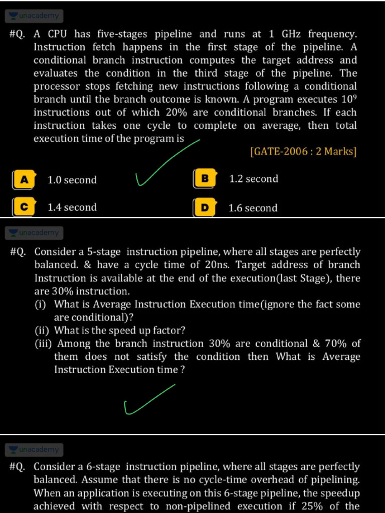 Gate PYQ On Pipelining | PDF