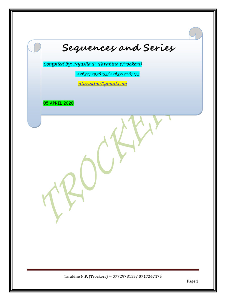 Sequences and Series - by Trockers | PDF | Sequence | Summation