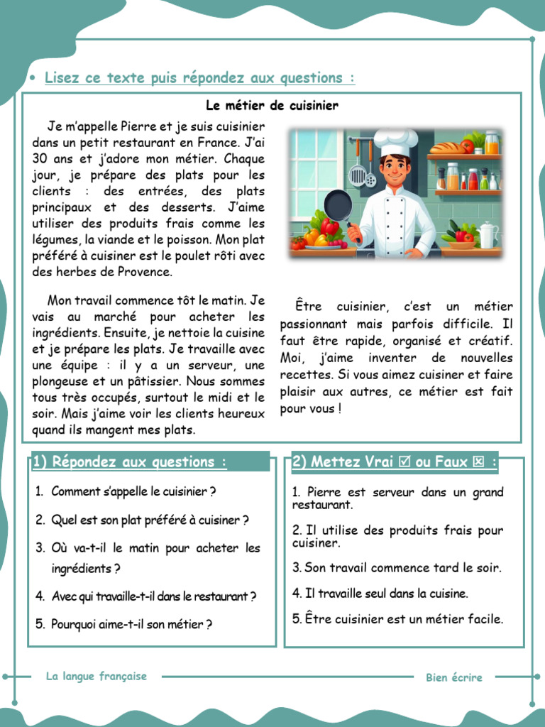 Le métier de cuisinier en France | PDF